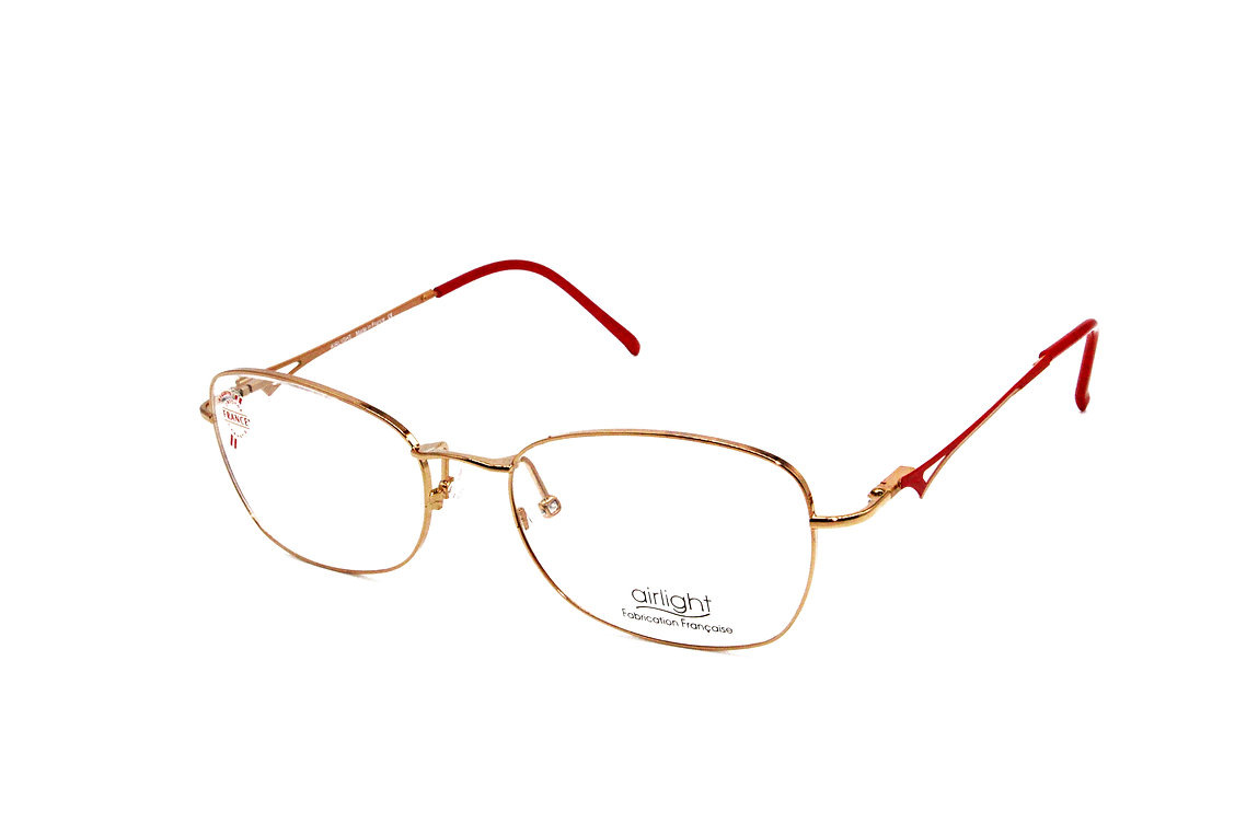 Lunettes de vue dorées à fines branches rouges - Airlight