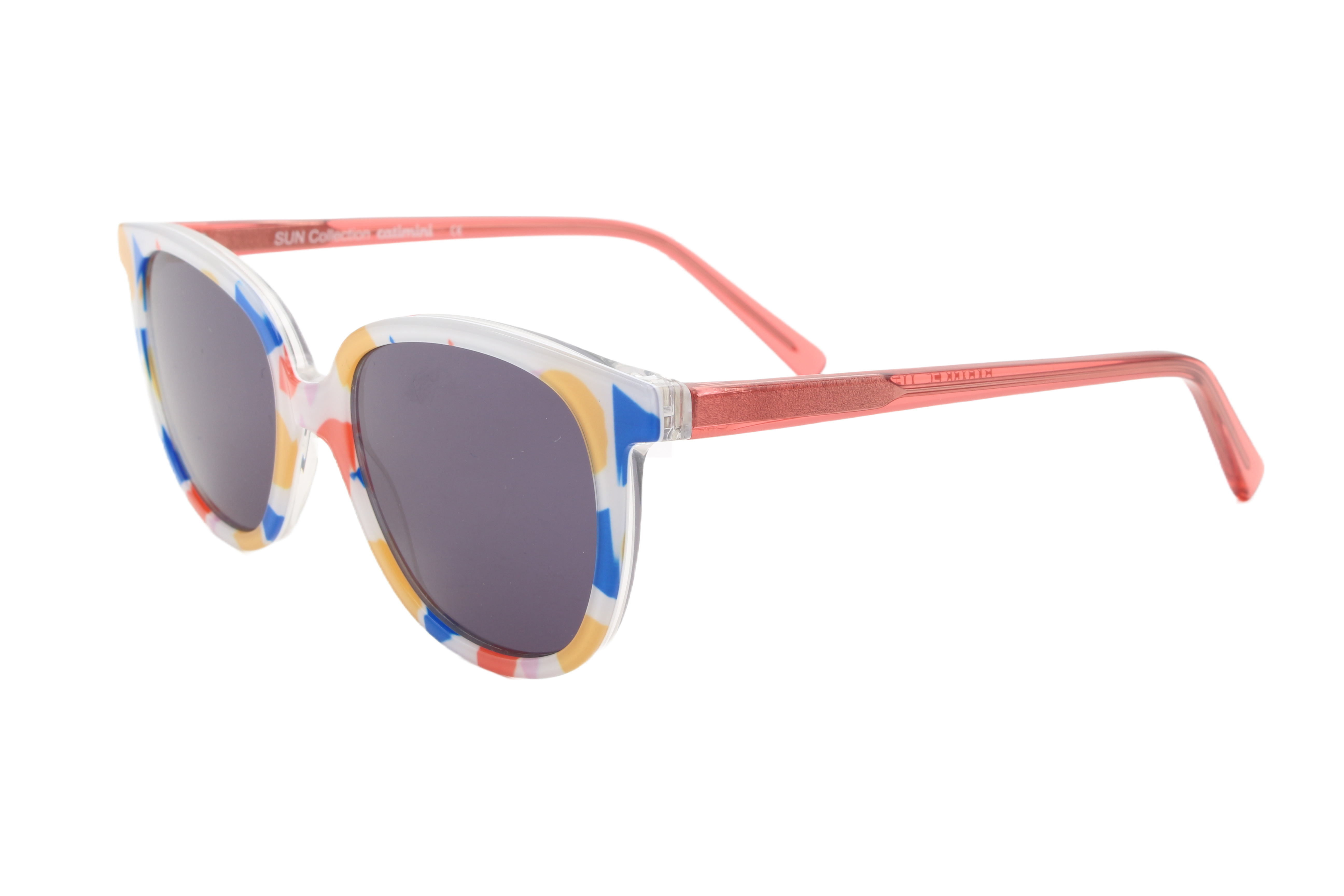 Lunettes de soleil à motif blanc, jaune, bleu et rose corail pour ...