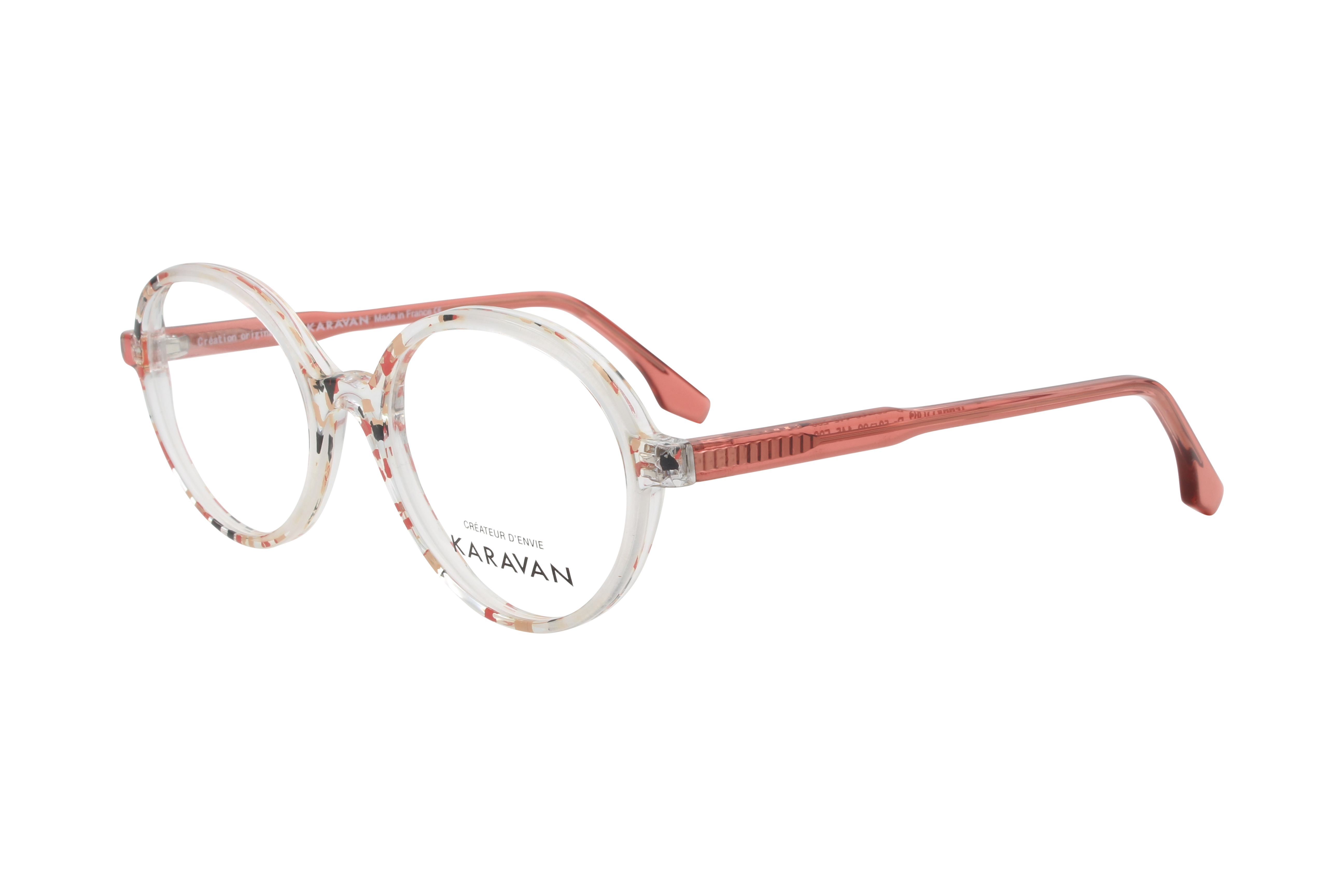 Lunettes de vue rondes, transparentes et corail - KARAVAN
